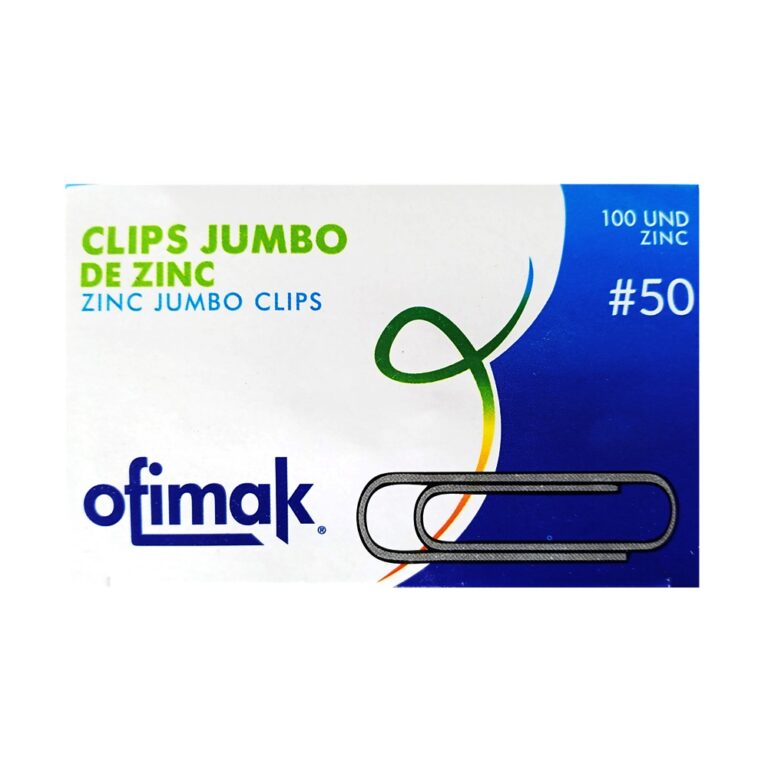 Clips Jumbo 50 mm Caja x 100 Uds - Megabyte Papelería, C.A.